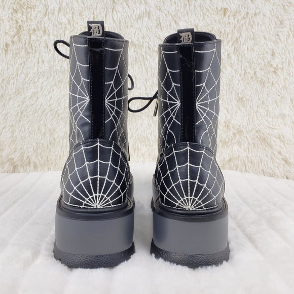 Demonia | Shoes | Black Matte Platform Spider Web Ankle Boots Punk Rave ...